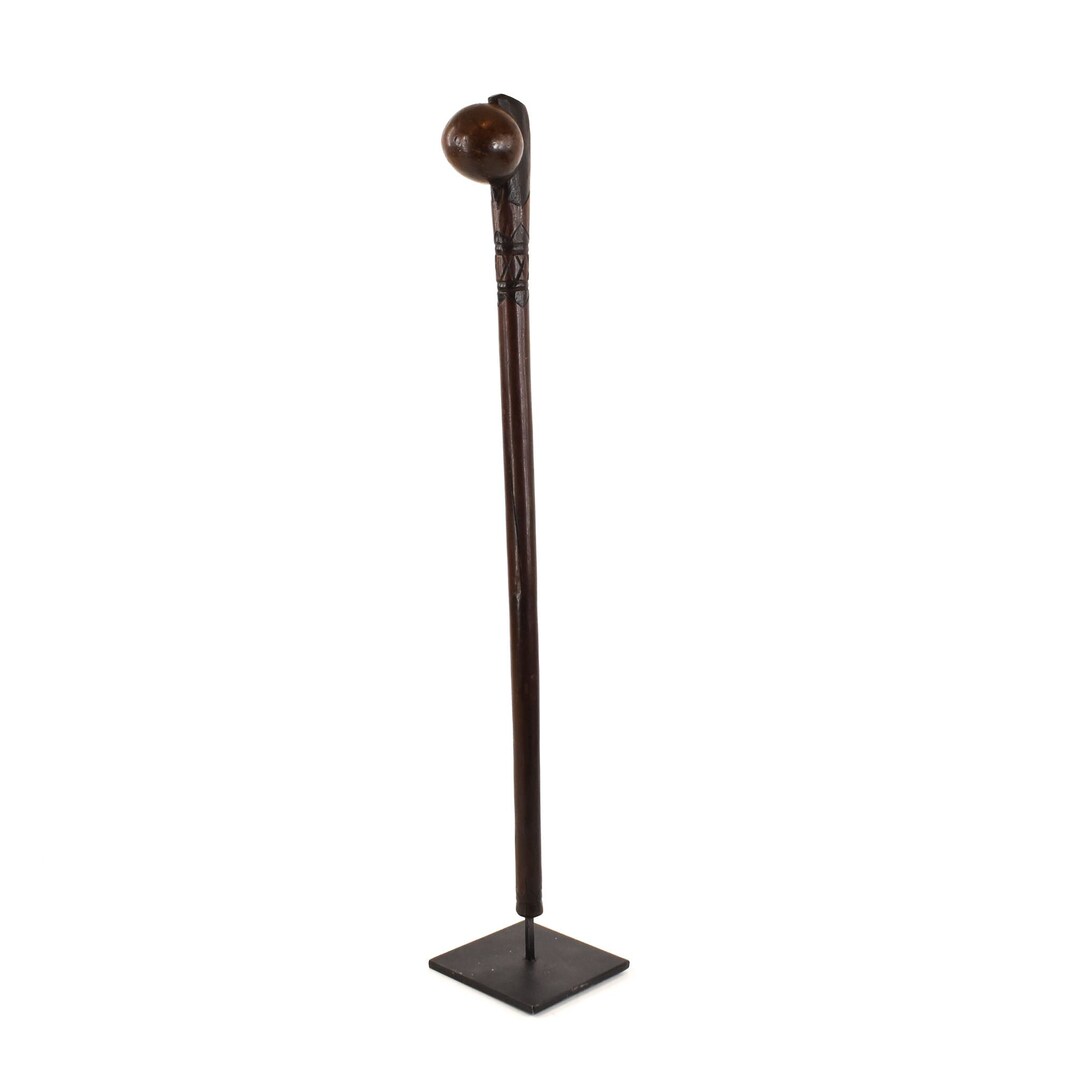 Zulu Knobkerrie Carved Wood Stick Cane on Custom Stand South Africa - Etsy