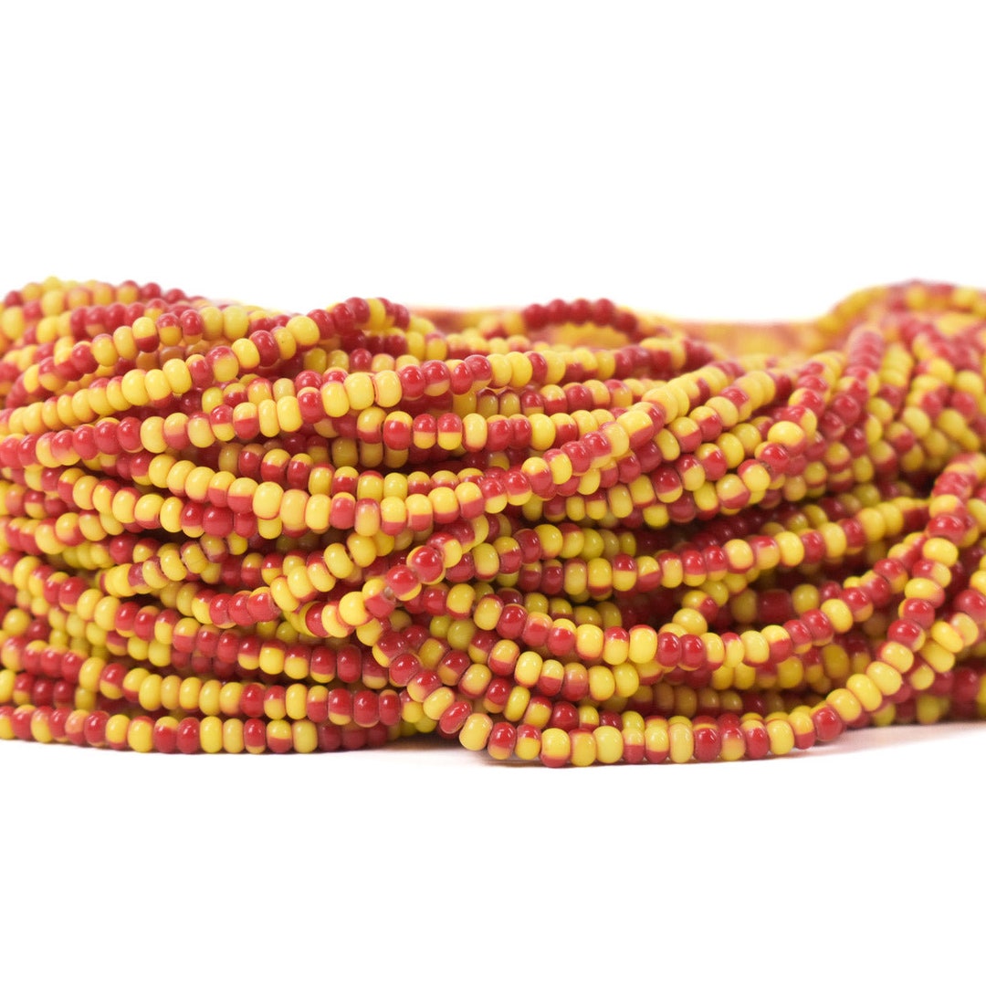 Baule Tamba Yellow and Red Seed Bead Necklace - Etsy