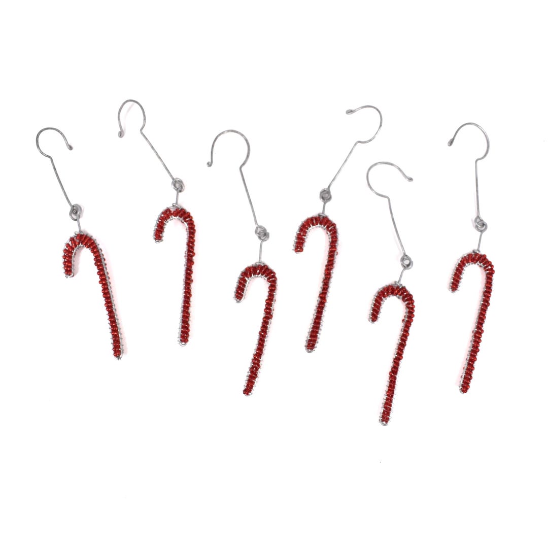 6 Handmade Wire Beaded Candy Cane Ornaments South Africa - Etsy