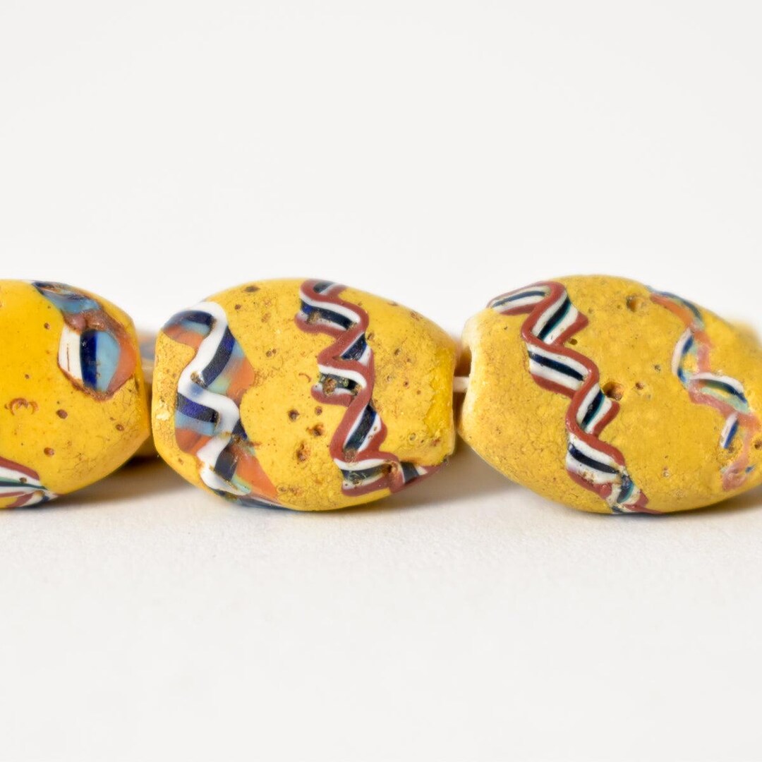 7 Loose Yellow Tabular Venetian Trade Beads - Etsy