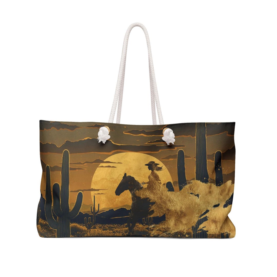 Golden Cowgirl Beach Carryall Weekender Tote Bag, Oversized Packable ...