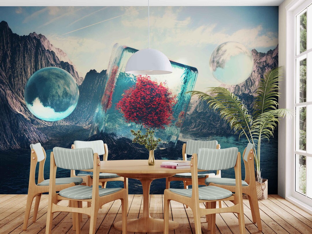 3d Surreal Wall Mural Peel and Stick Vinyl Wallpaper, Futuristic ...
