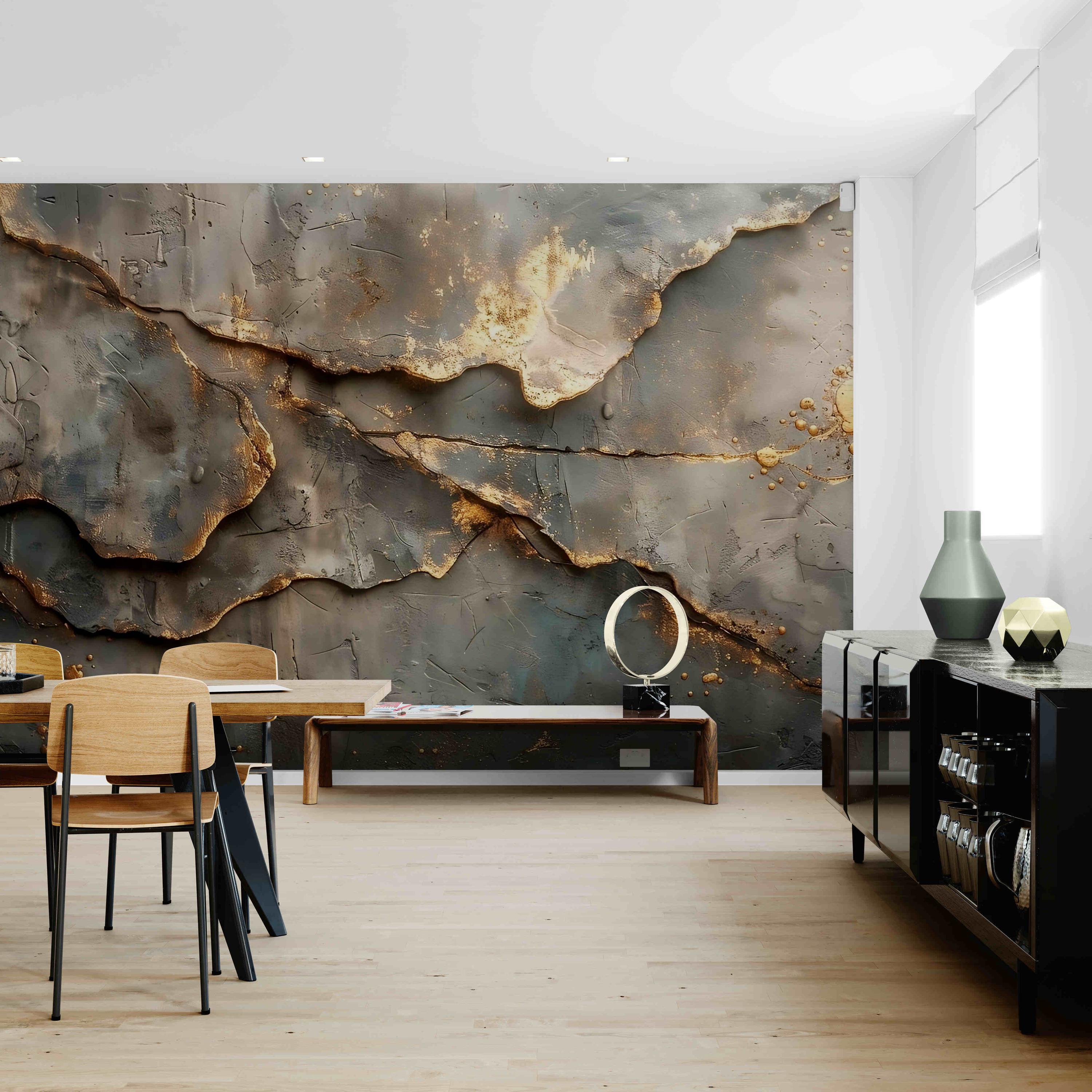 Textured Stone Wall Mural – Abstract Rock Cracks Wallpaper for Modern ...