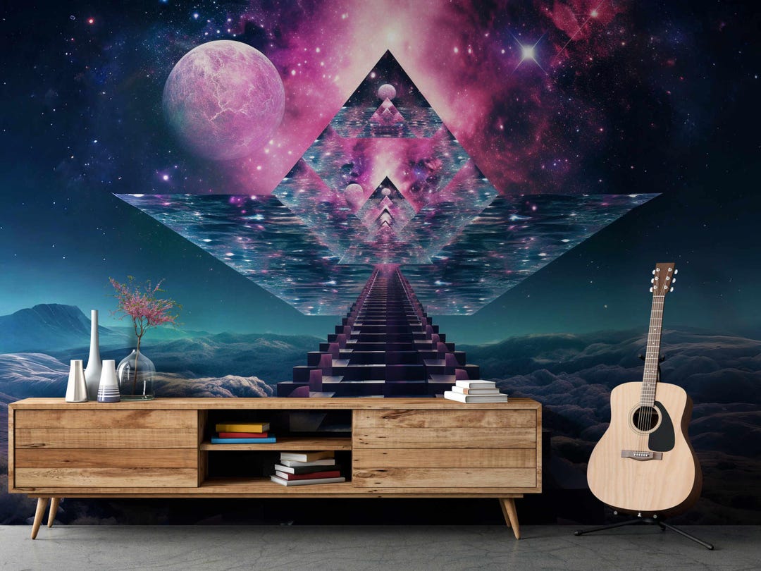 Galaxy Pyramid Portal Wall Mural – Futuristic Space & Cosmic 3D ...