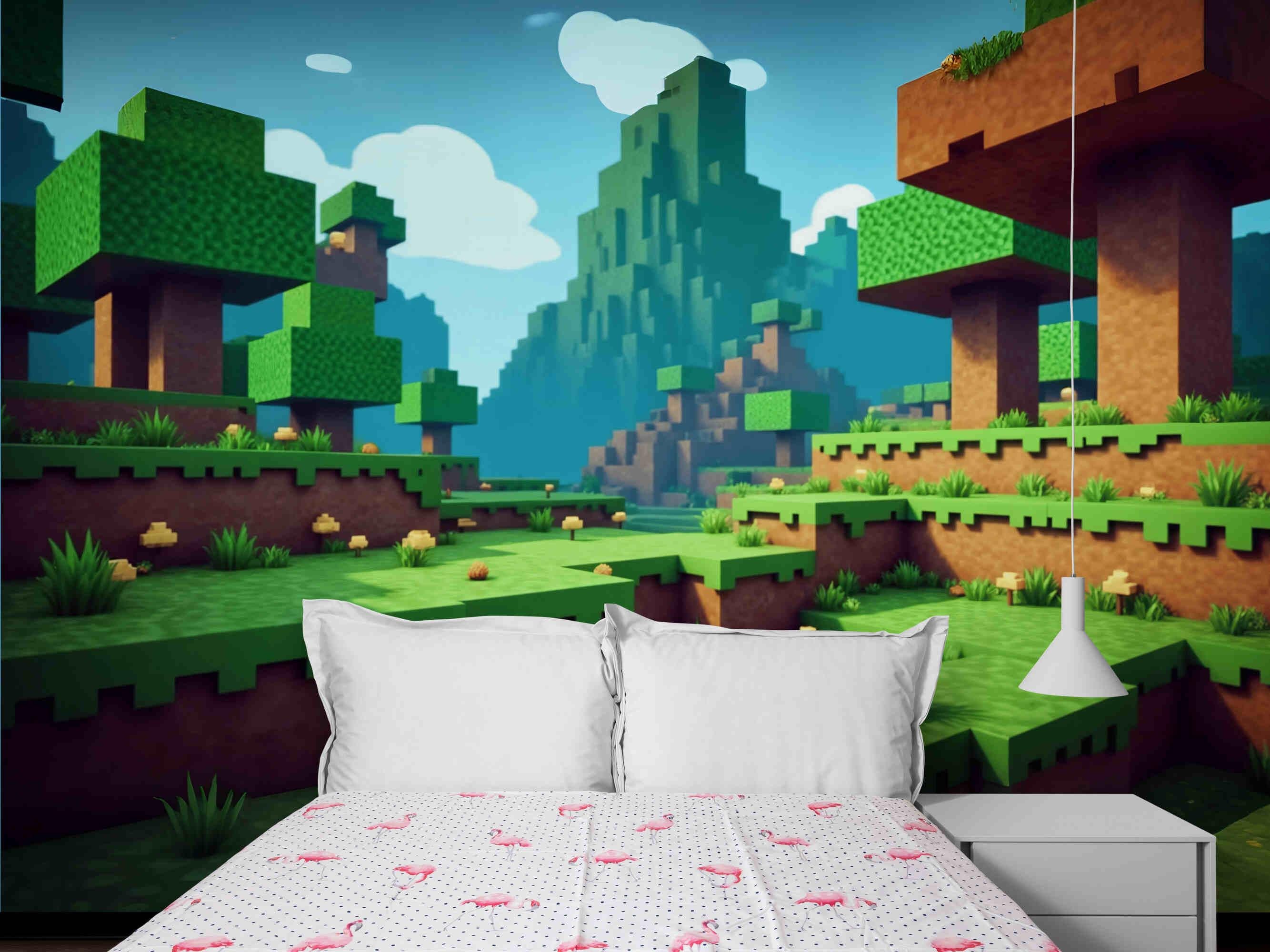 Pixel Block Landscape Wall Mural, Kids Gaming Room, Peel and Stick - Etsy