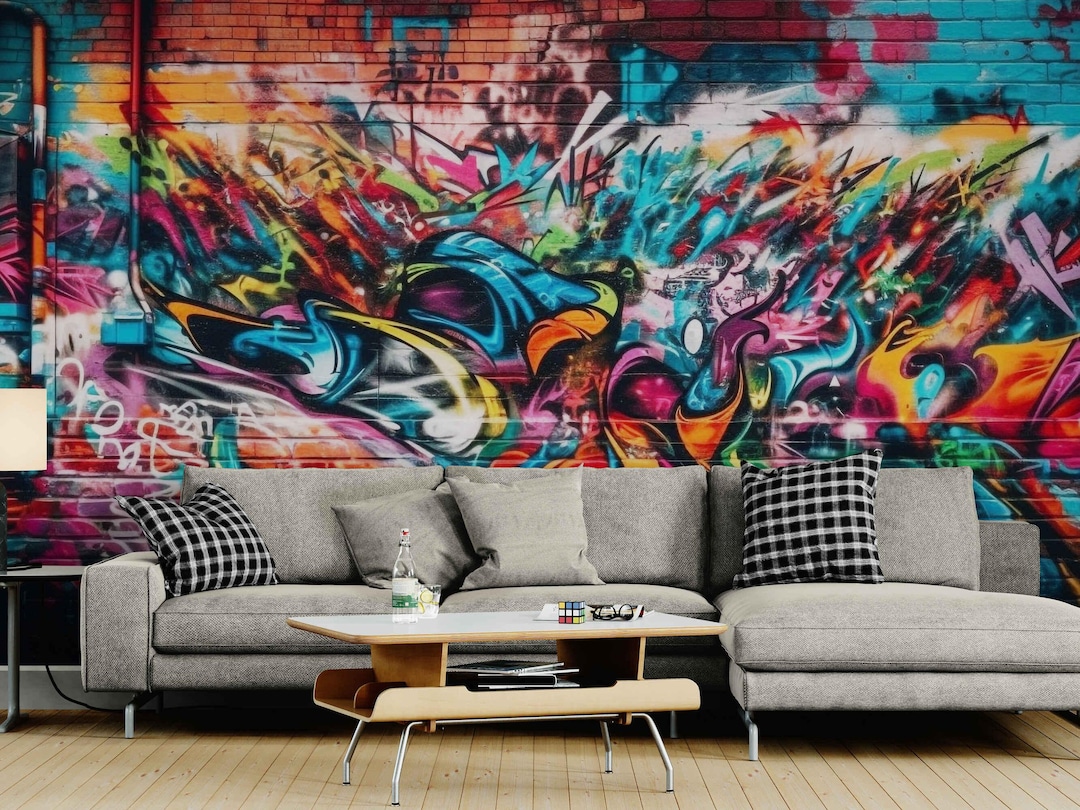 Graffiti Street Art Wall Mural – Colorful Brick Peel and Stick ...