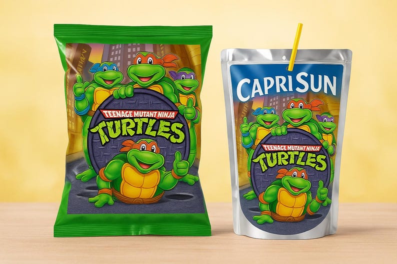 Teenage Mutant Ninja Turtles Chip Bag and Capri Sun Juice Label - Etsy