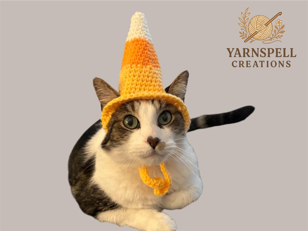 Handmade Candy Corn Cat Hat – Halloween Crochet Costume for Pets - Etsy
