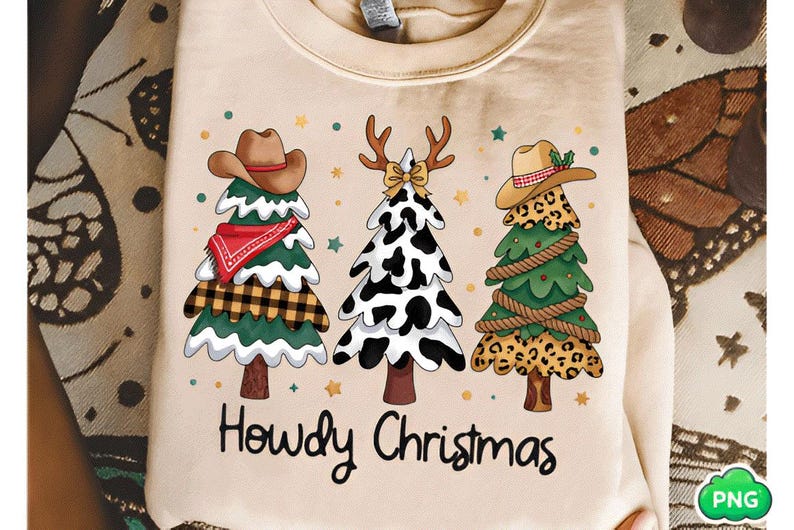Howdy Christmas PNG | Western Cowboy Christmas Tree PNG | Rustic Cow ...