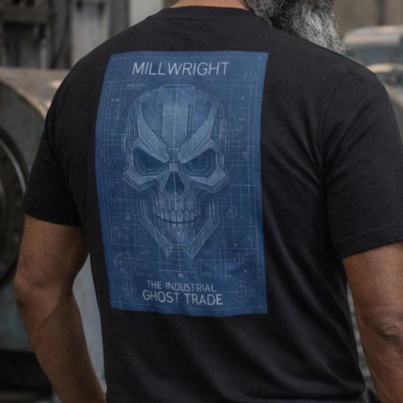 Millwright T-shirt – the Industrial Ghost Trade – Blueprint Skull Back ...