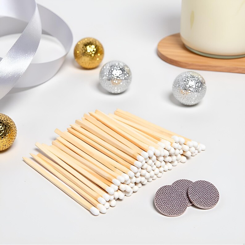 100 Count White Safety Matches: 4" Extra Long Matchsticks, Strikers Box ...