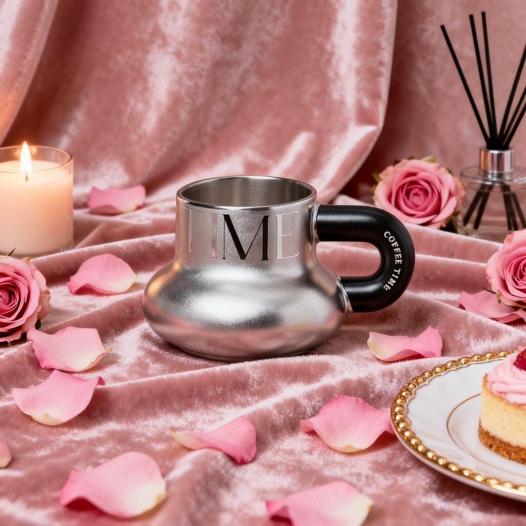 Creative Silver Ins - Style Ceramic Mug - Luxury “TIME” Coffee Cup for ...