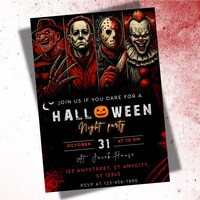 Editable Halloween Party Flyer Template | Ghosts & Spider Webs | Spooky ...