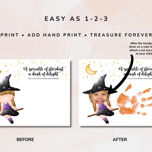 Halloween Cute Little Witch Handprint Art, Printable Keepsake Template ...