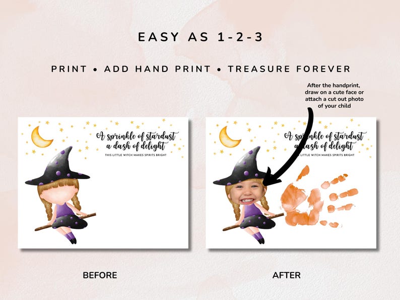 Halloween Cute Little Witch Handprint Art, Printable Keepsake Template ...
