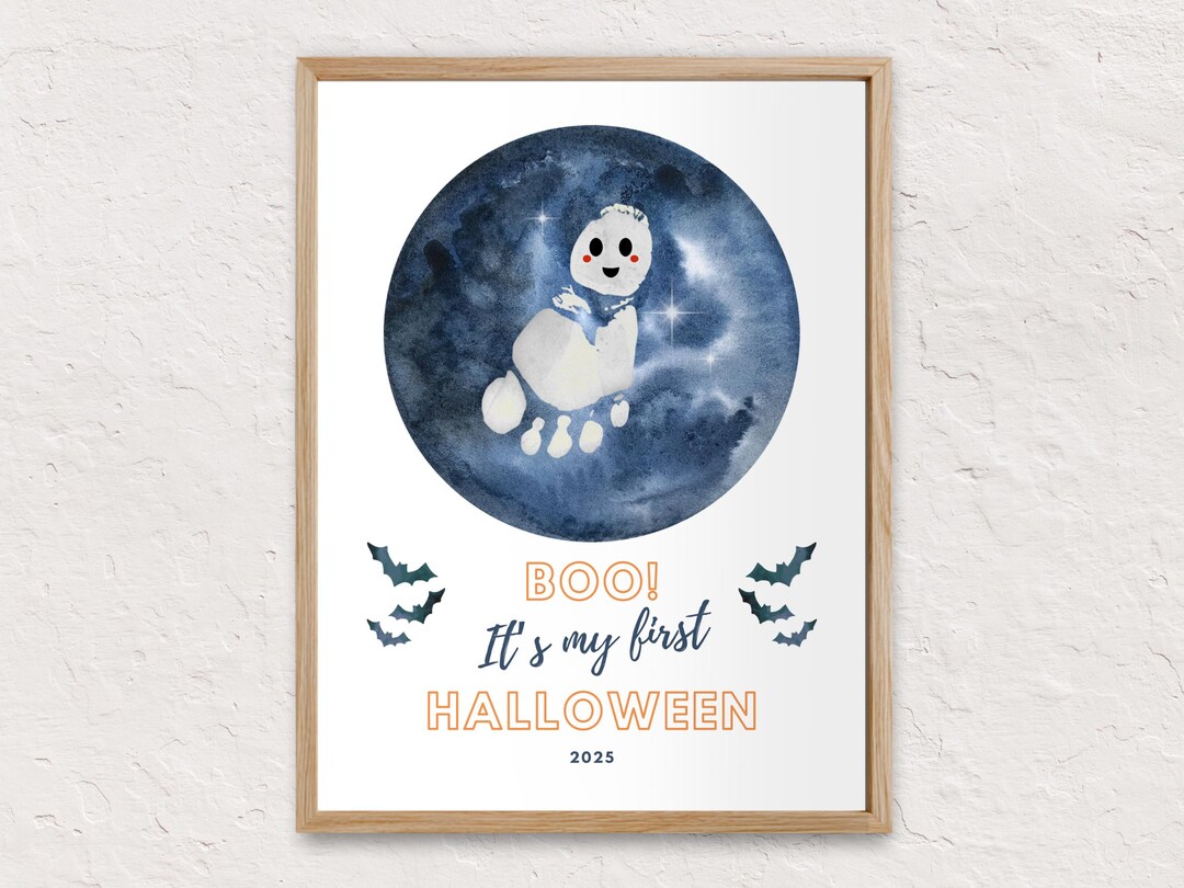 Baby’s First Halloween Ghost Footprint Art, Printable Keepsake Template ...