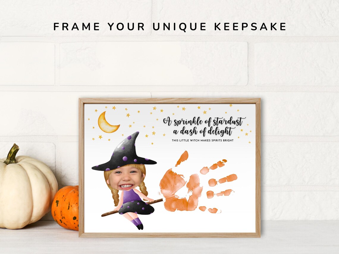 Halloween Cute Little Witch Handprint Art, Printable Keepsake Template ...