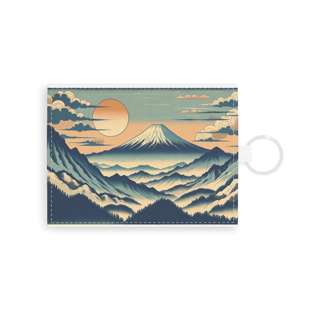 Mount Fuji Ukiyo-e Leather Card Holder - Japanese Art Minimalist Wallet ...