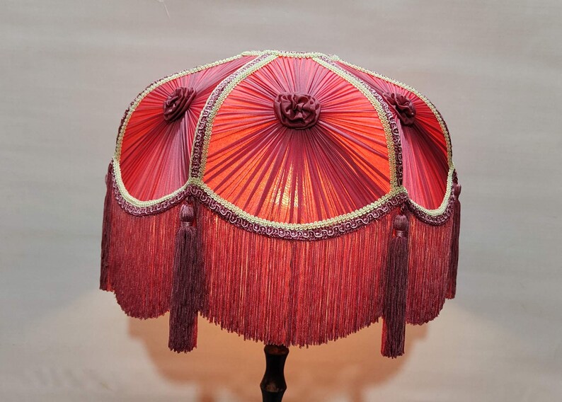 Handmade Rose Lampshade: Victorian Style With Rayon Fringe - Etsy