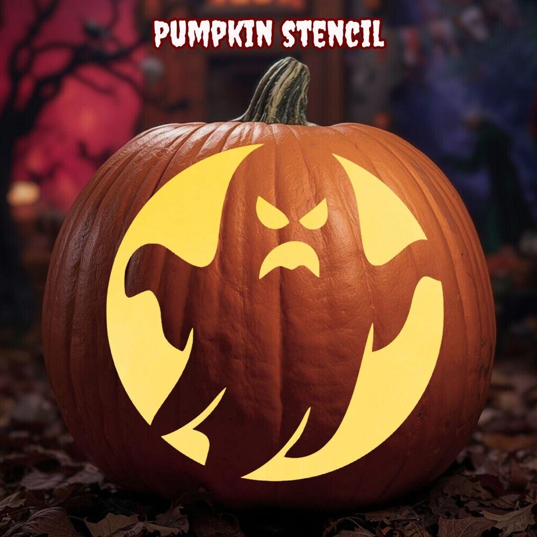Ghost Pumpkin Stencil – Spooky Halloween Carving Template – Jack O ...
