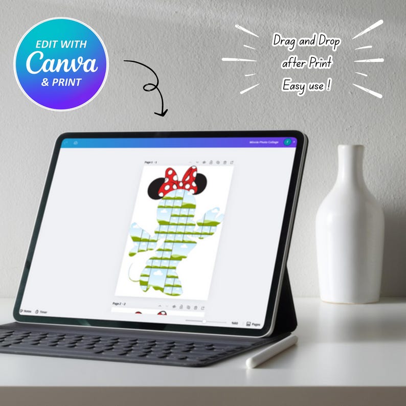 Canva Minnie Mouse Silhouette Photo Collage | Canva Easy Edit. Create ...
