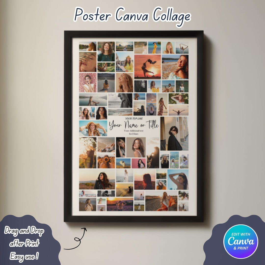 24x36 Canva Poster Collage, Poster Collage Template for 60 Photos ...