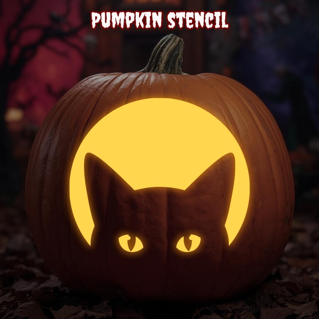 Cat Pumpkin Stencil – Spooky Halloween Carving Template – Jack O ...