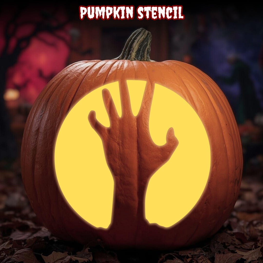 Zombie Hand Pumpkin Stencil – Spooky Halloween Carving Template – Jack ...