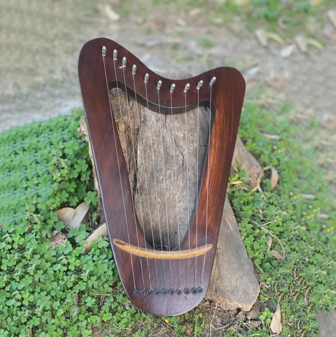 Lyre Harp Curved Design 10 Metals Strings Free Tuning Key & Black Bag ...