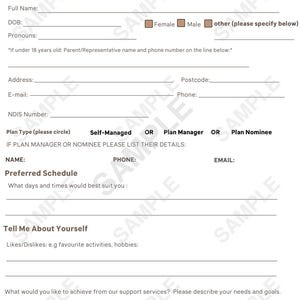 NDIS Service Agreement & Client Intake Form Template | Editable Canva ...