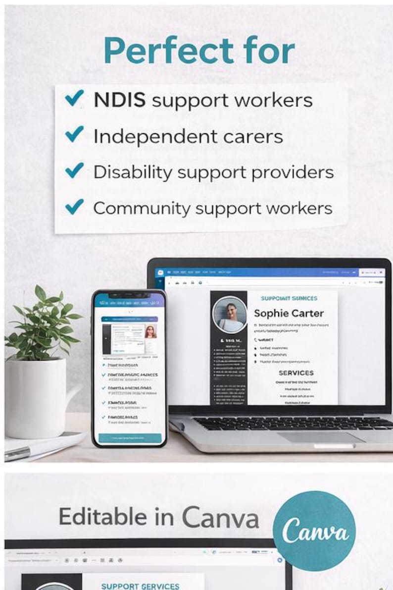 Editable NDIS Support Worker Canva Template, Support Worker Flyer ...