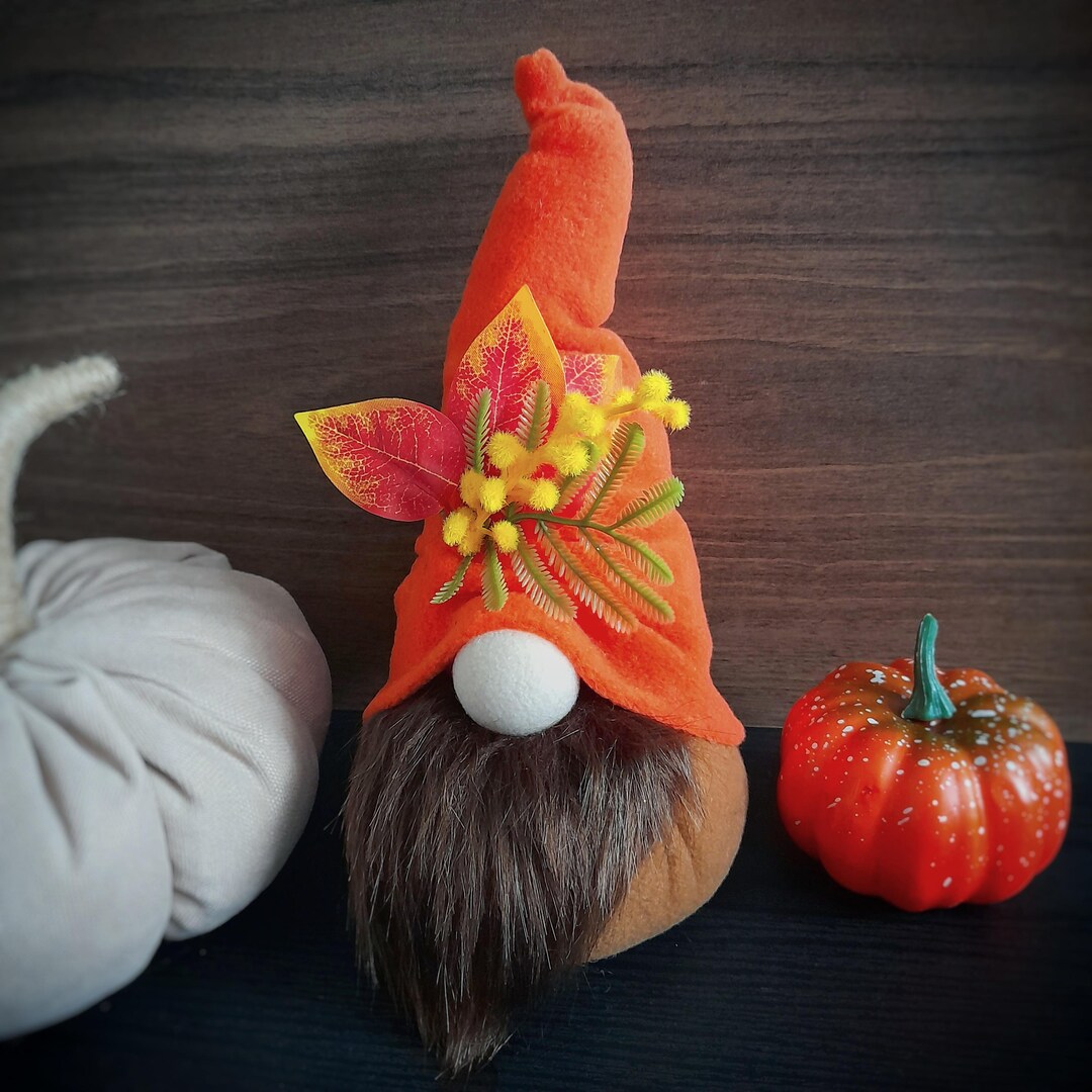 Fall Gnomes Handmade Cute Stuffed Plush Soft Gnome Doll Orange Birthday ...