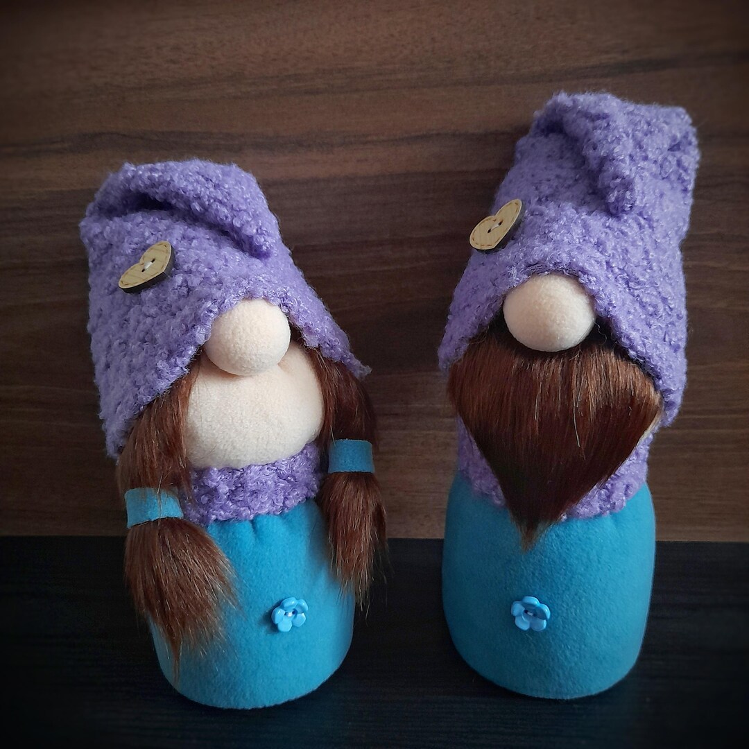 Purple Blue Couple Gnomes Handmade Large Cute Plush Soft Gnomes Doll ...