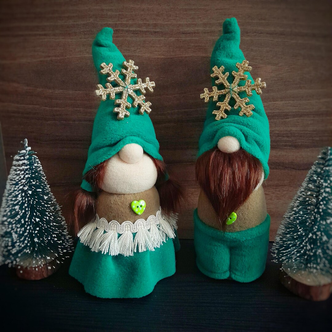 Christmas Green Gold Gnome Plush Handmade Cute Cozy Stuffed Soft Gnomes ...