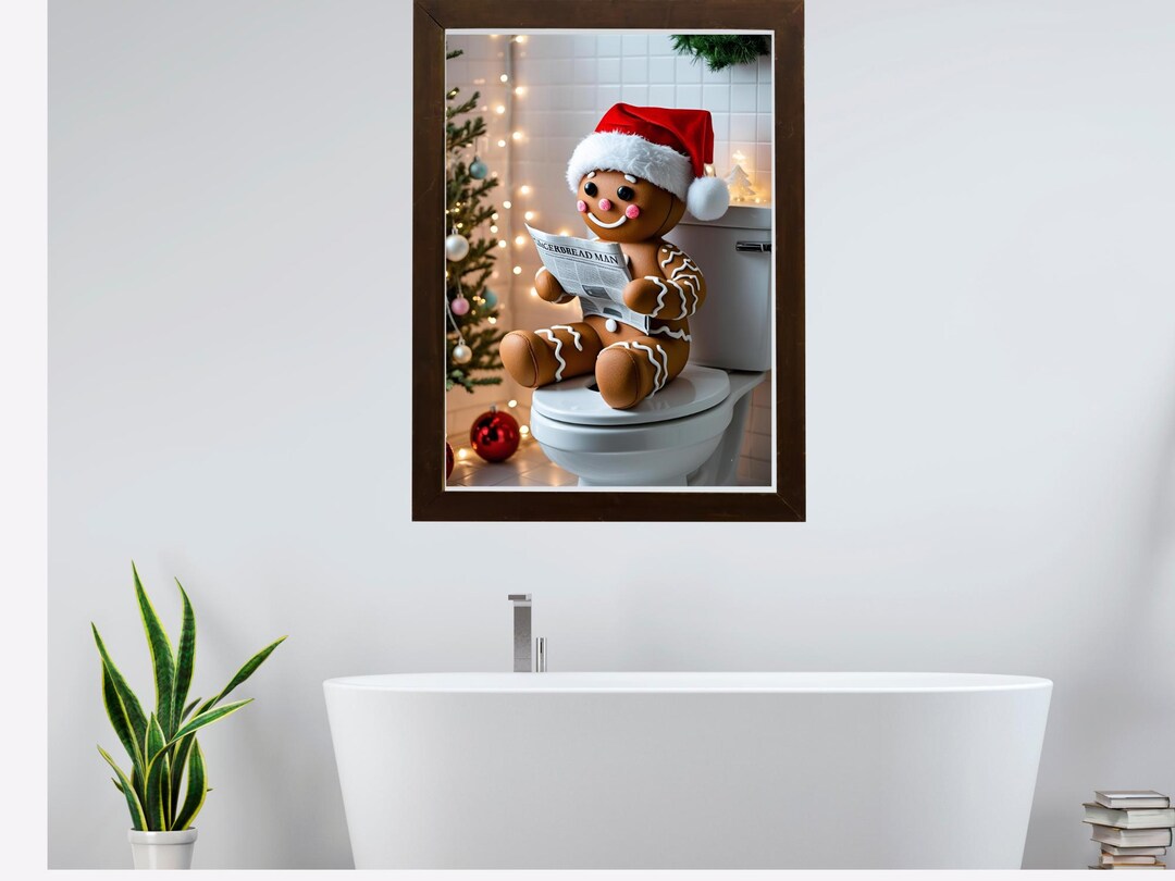 Christmas Themed Gingerbread Man Toilet Poster | Christmas Bathroom ...