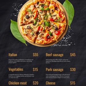 Editable Pizza Menu Template: Restaurant Menu Design (canva, PDF) - Etsy