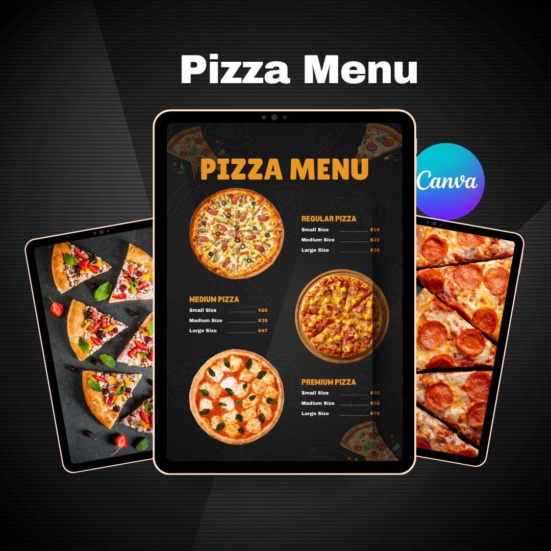 Editable Pizza Menu Template | Printable Restaurant Menu | Modern Pizza ...