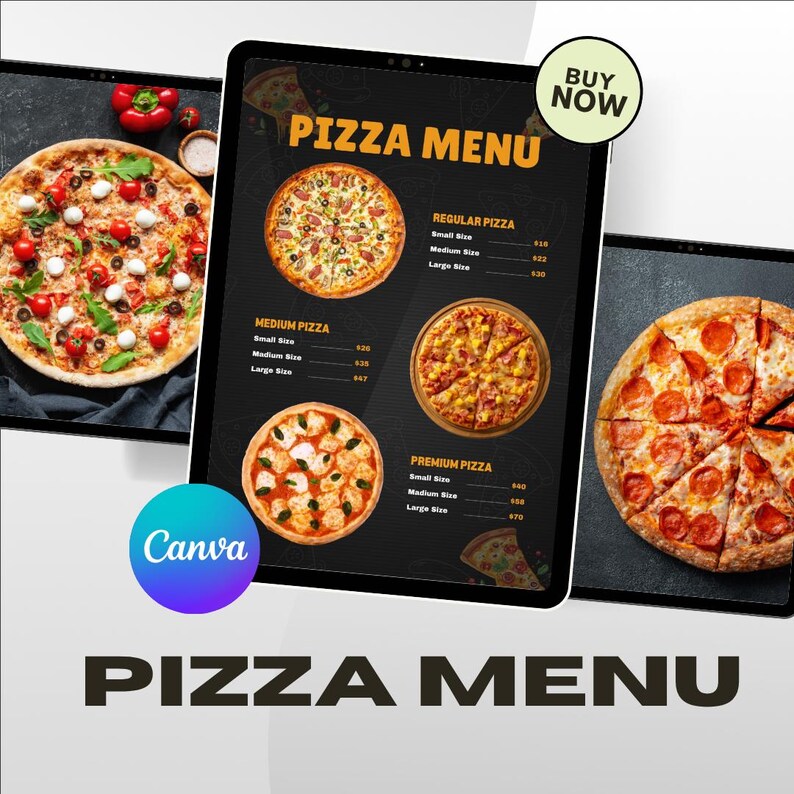 Editable Pizza Menu Template | Printable Restaurant Menu | Modern Pizza ...