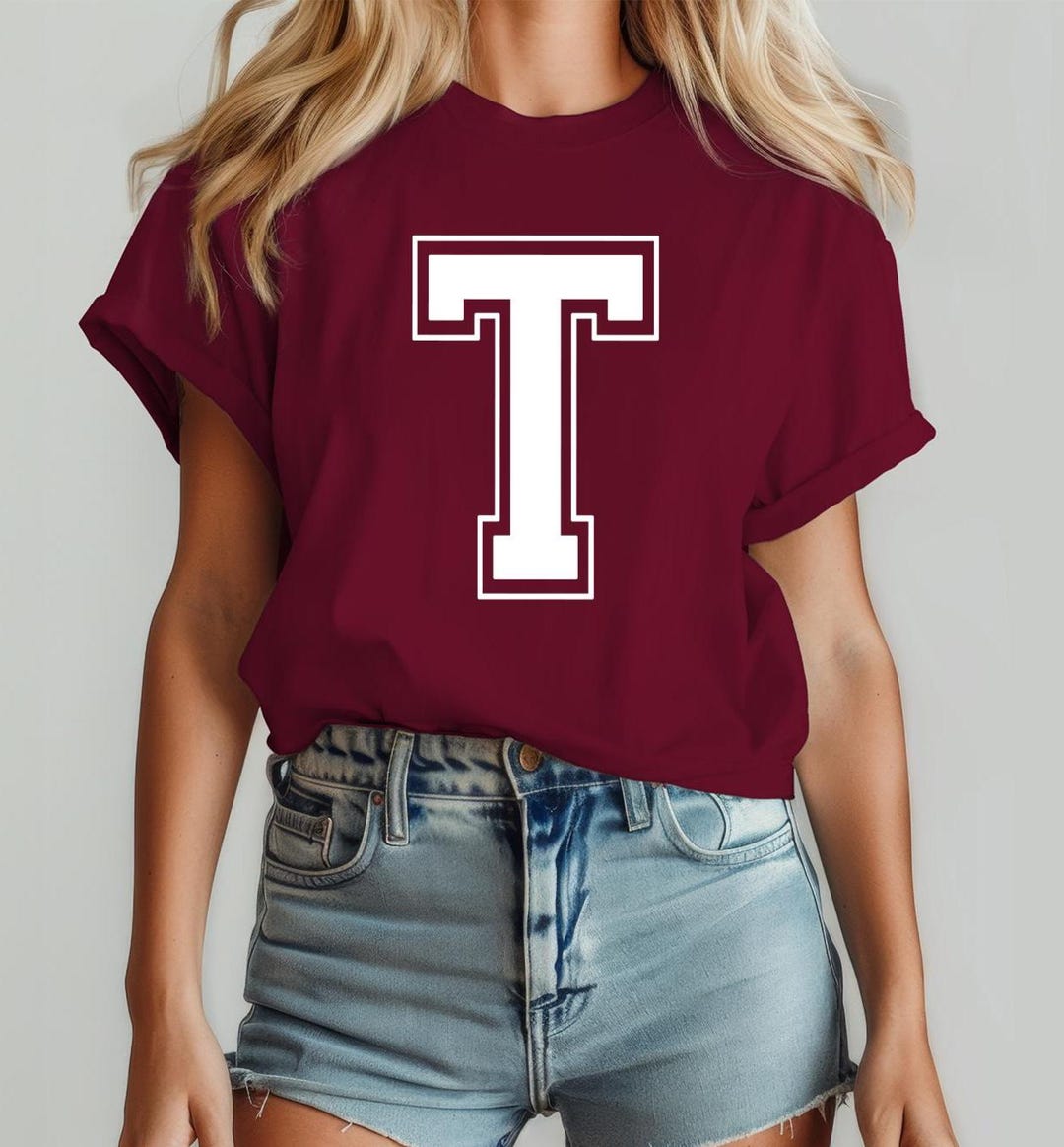 College Style Alphabet Initial Shirt, Letter Name Shirt, Personalized A ...