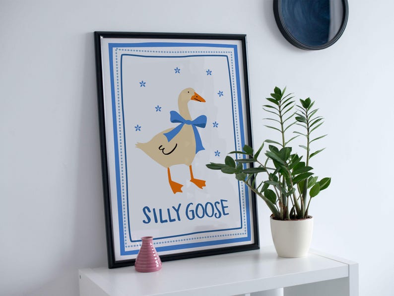 Silly Goose Art Print: Classic Bow, Nursery or Children's Room - Etsy UK