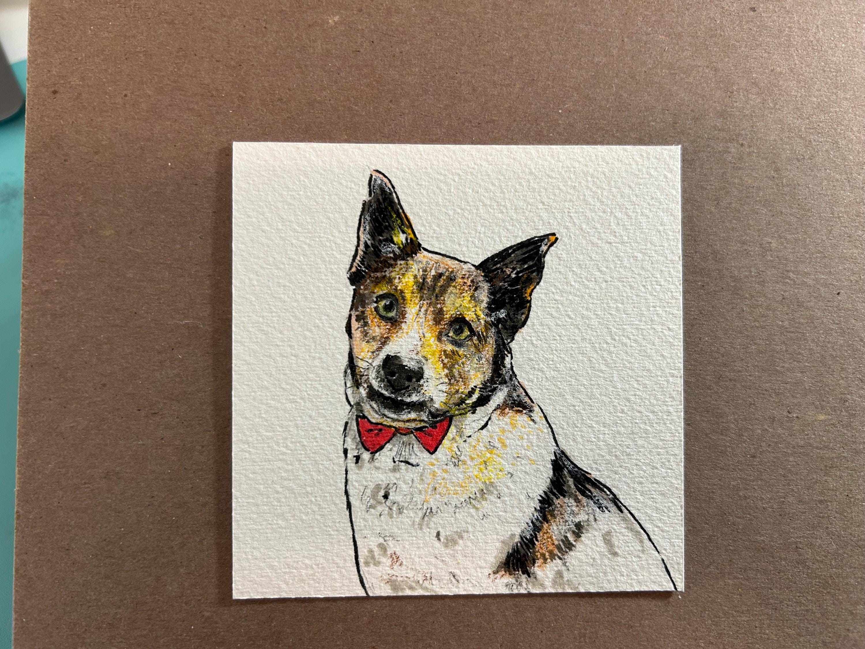 Badly Drawn Pet Portrait, Custom Hand Drawn Pet Portrait, Mixed Media ...