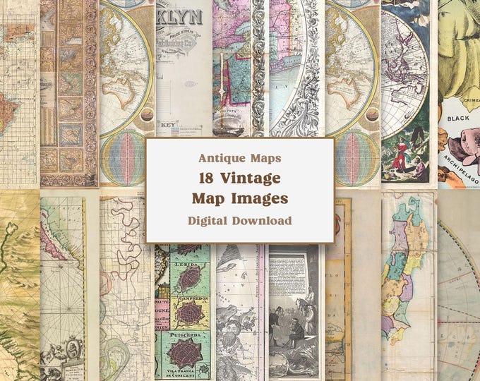 Fantasy Maps Digital Paper, Vintage Maps, World Map Scrapbook Paper ...