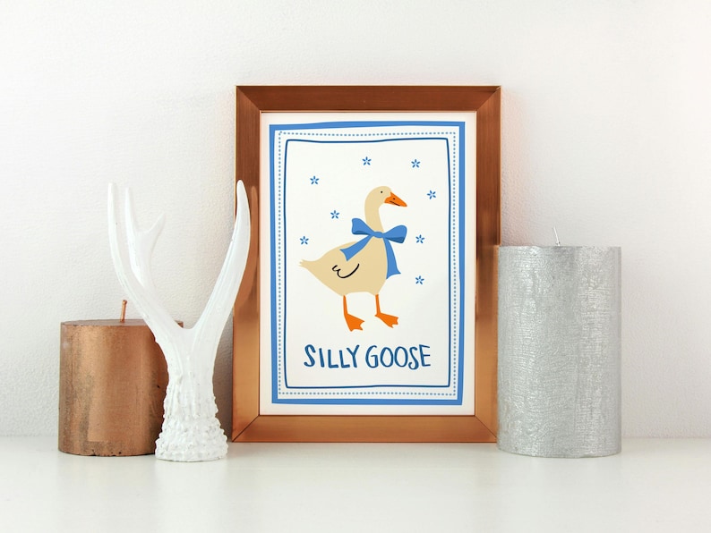 Silly Goose Art Print: Classic Bow, Nursery or Children's Room - Etsy UK