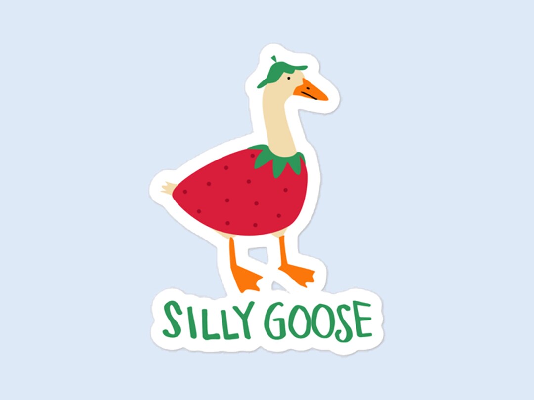 Silly Goose Sticker, Waterproof Stickers, Cartoon Goose Decal, Fun ...