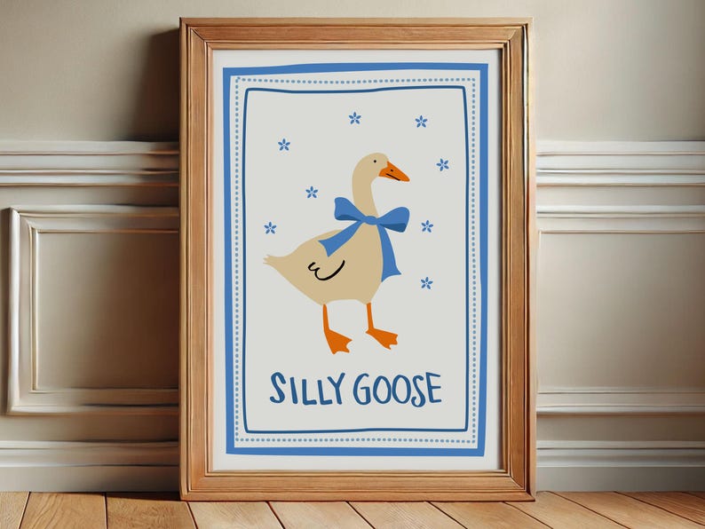 Silly Goose Art Print: Classic Bow, Nursery or Children's Room - Etsy UK