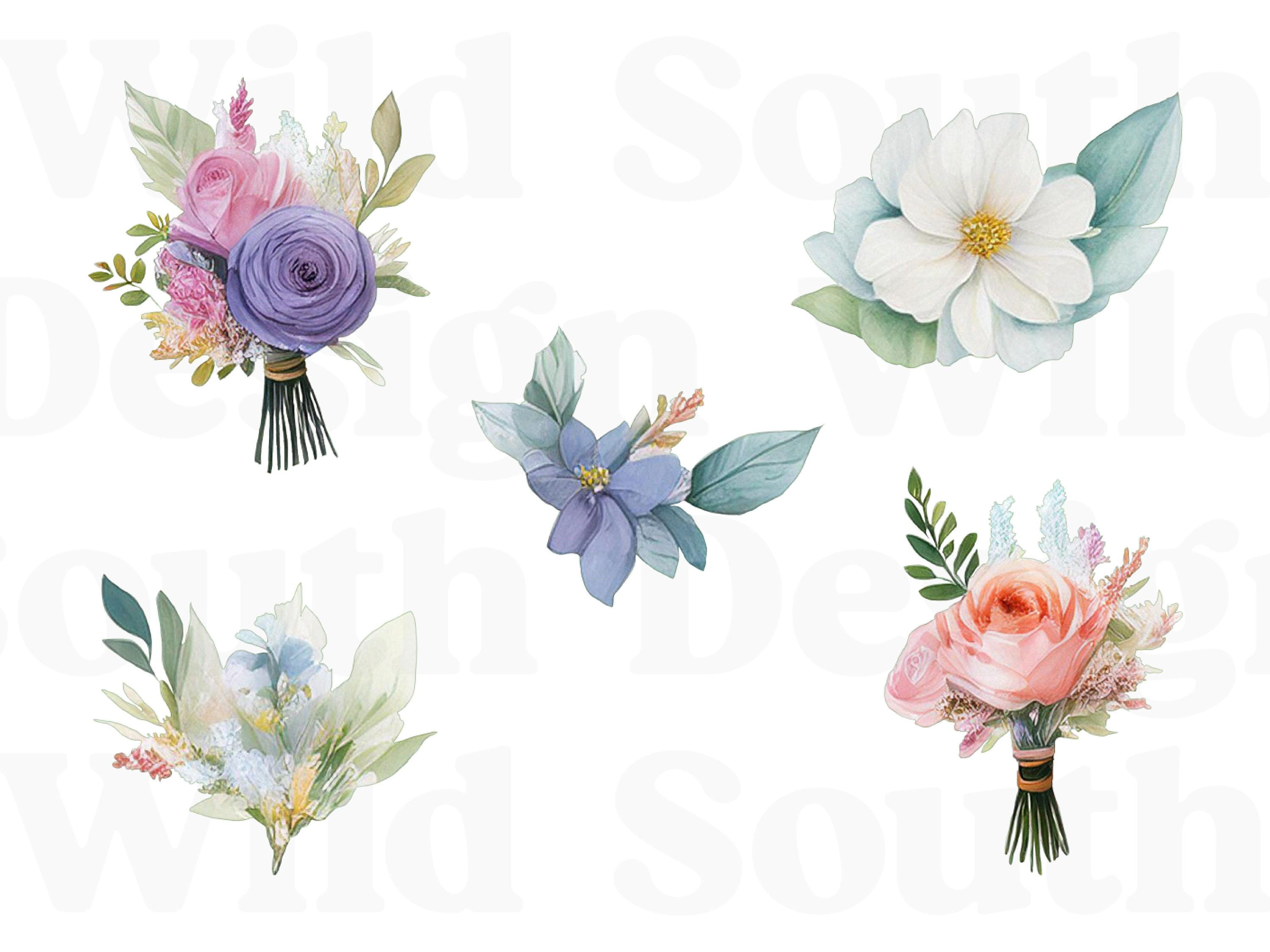 Watercolor Flower Clipart Bundle, Ethereal PNG Images (500x500px) - Etsy
