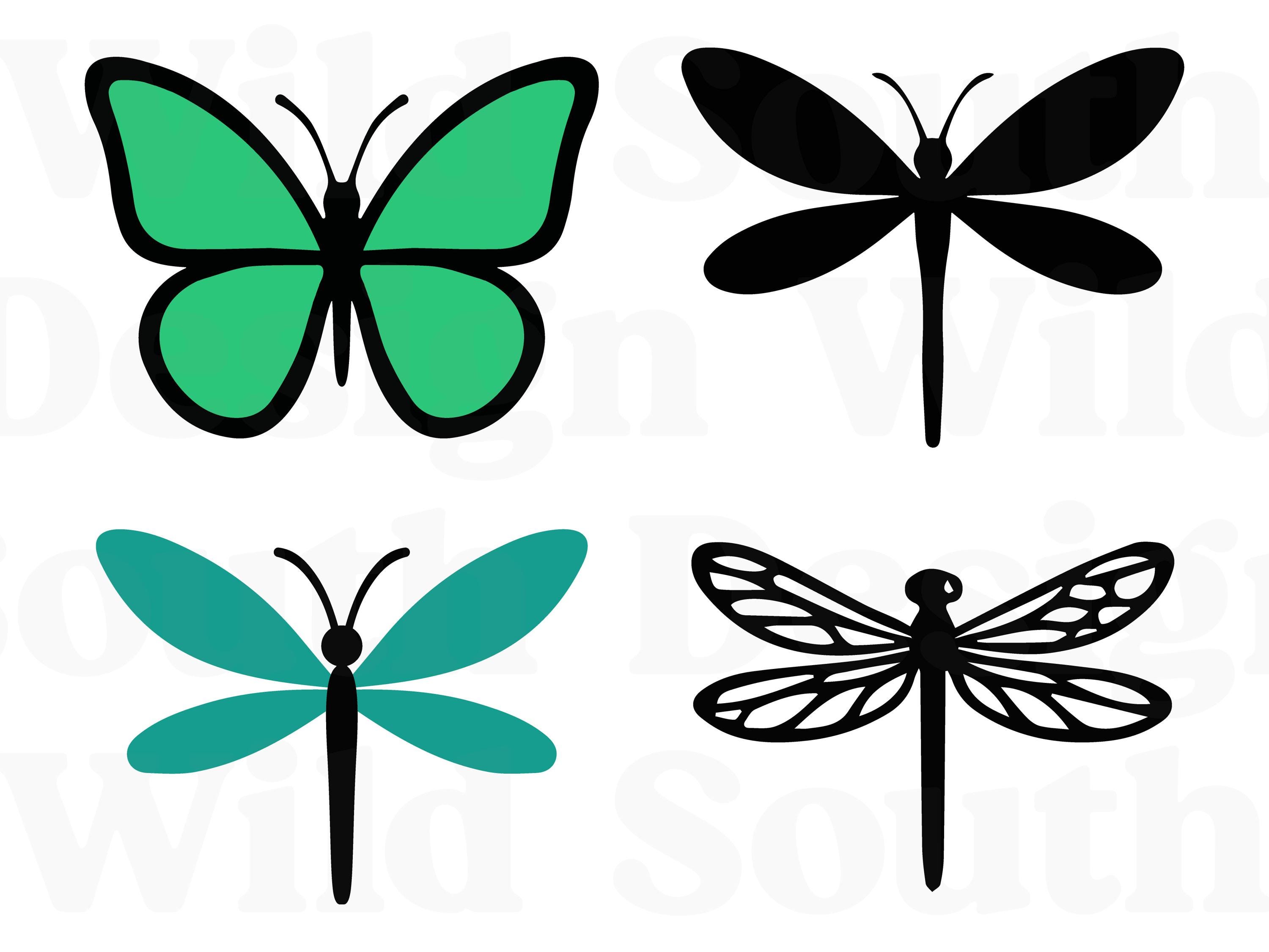 Butterfly Clipart Vector Art, Dragonfly SVG Illustration Bundle ...