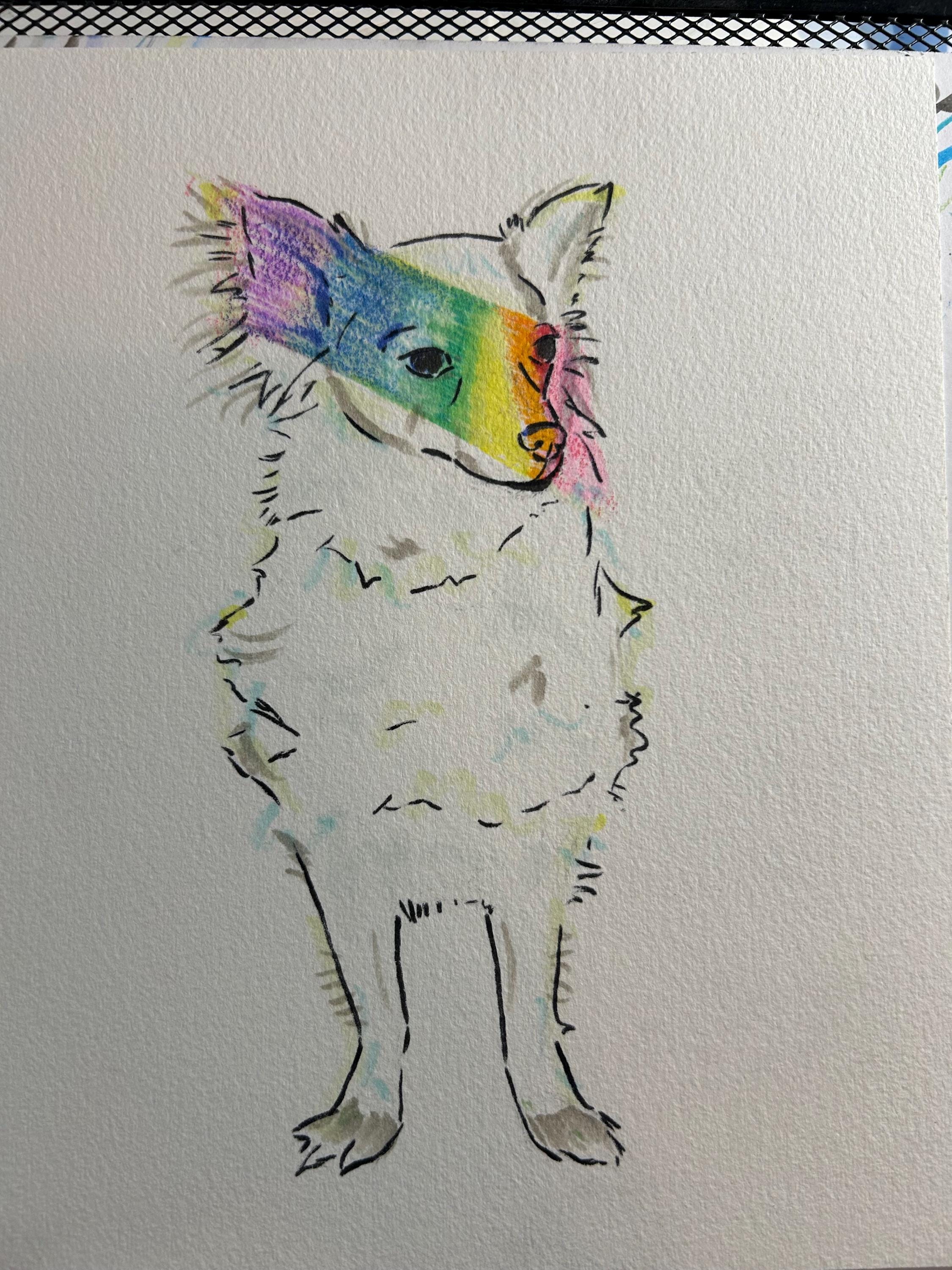 Badly Drawn Pet Portrait, Custom Hand Drawn Pet Portrait, Mixed Media ...