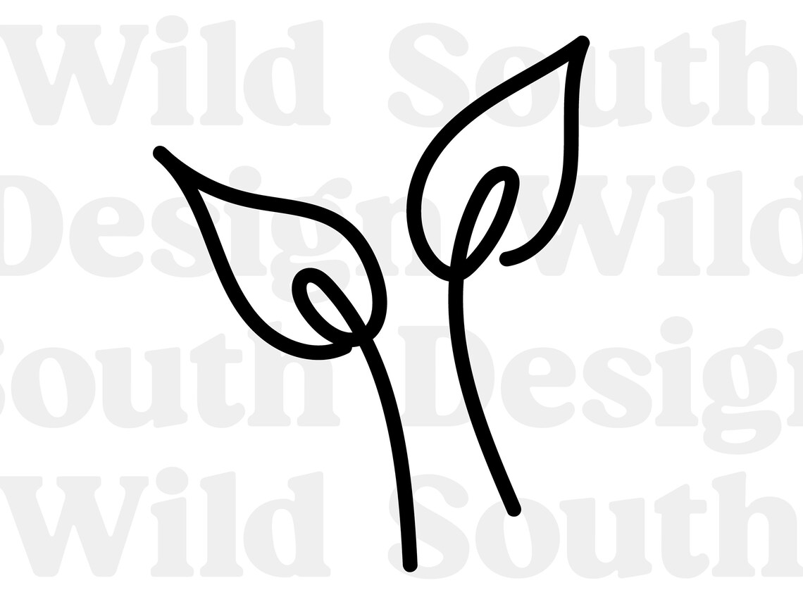 Abstract Pothos Leaf Line Art Clipart Digital Download SVG DXF - Etsy