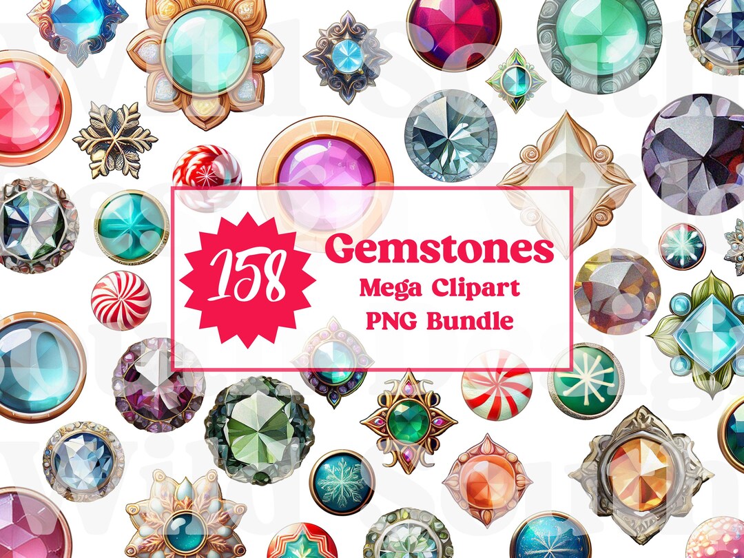 Colorful Gemstone Clipart Mega Bundle 158 Digital PNG Jewel Stickers ...